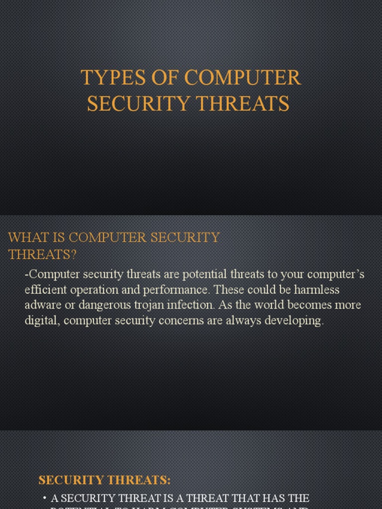 Types of Computer Security Threats | PDF | Spyware | Antivirus Software