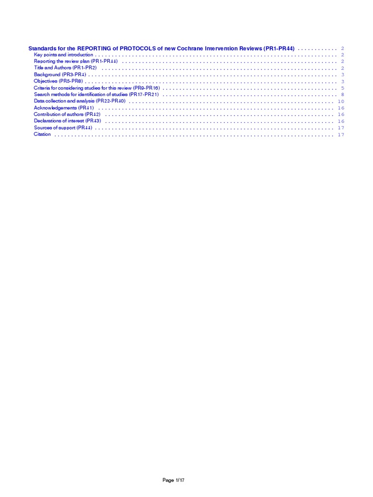Standards For The Reporting of Protocols of New Cochrane Intervention ...