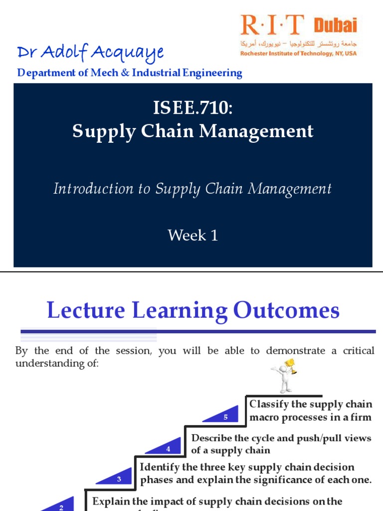 Week 1 Lecture Slides - Introduction To Supply Chains | PDF | Supply Chain | Supply Chain Management