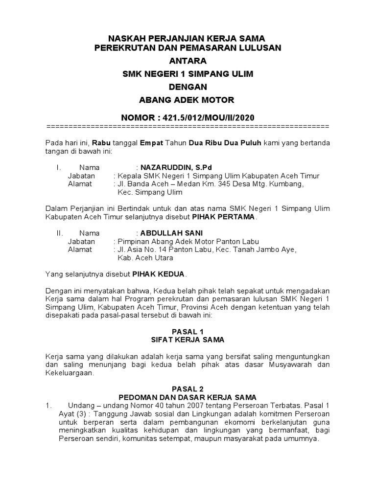 MoU Abang Adek | PDF