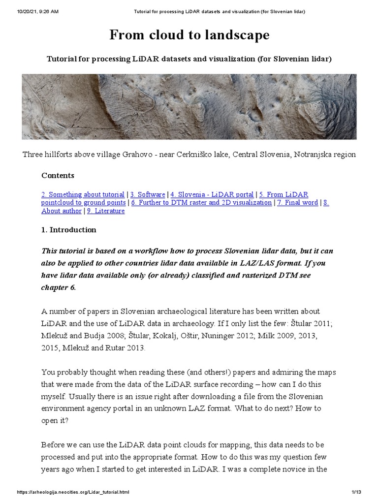 Tutorial For Processing LiDAR Datasets and Visualization (For Slovenian ...
