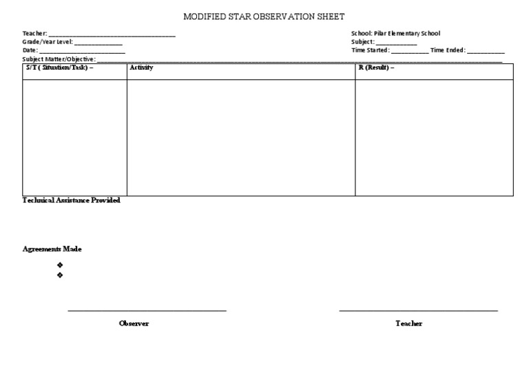Modified Star Observation Sheet | PDF