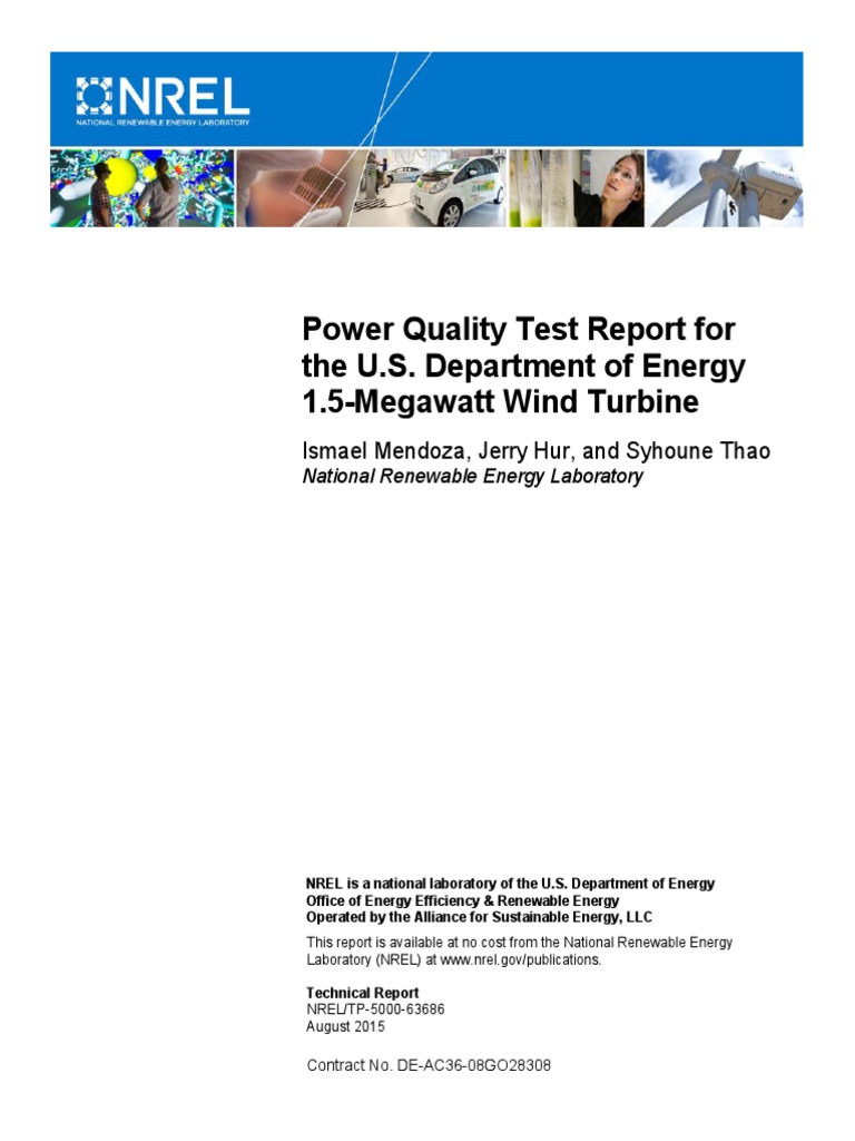 Power Quality Test Report For The U.S. Department of Energy 1.5 ...