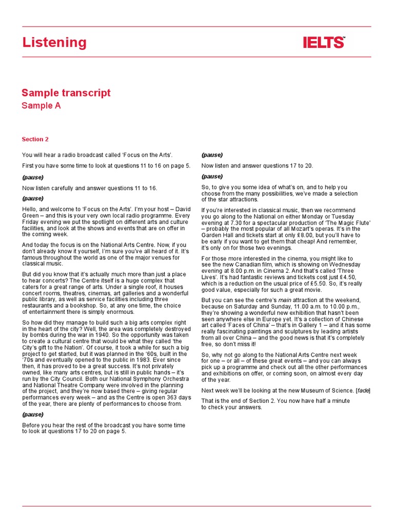 Ch4lpg3 Listening Sample A Transcript | PDF | Movie Theater