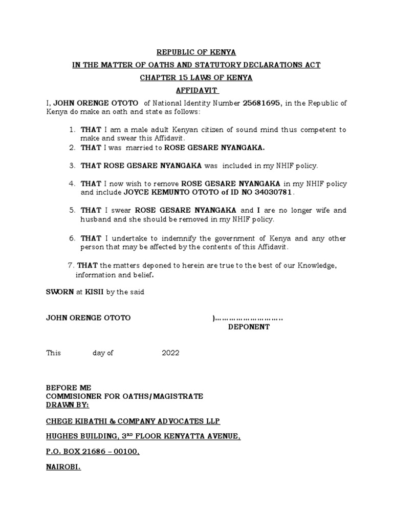 Nhif Affidavit | PDF