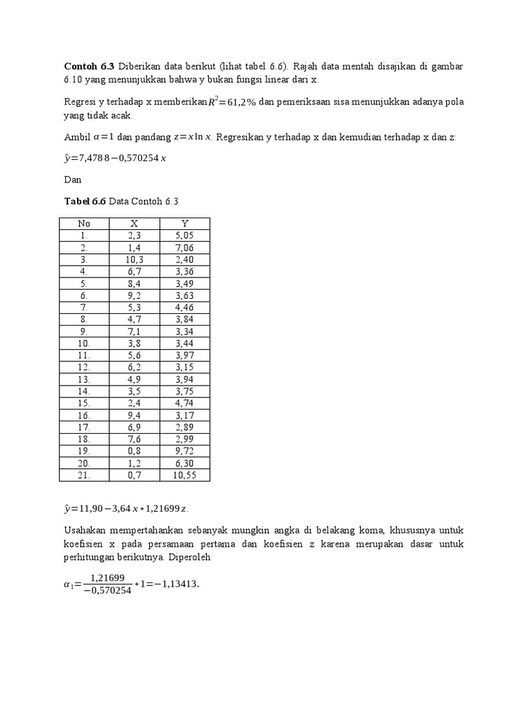 Contoh Data dan Regresi Variabel X dan Y | PDF