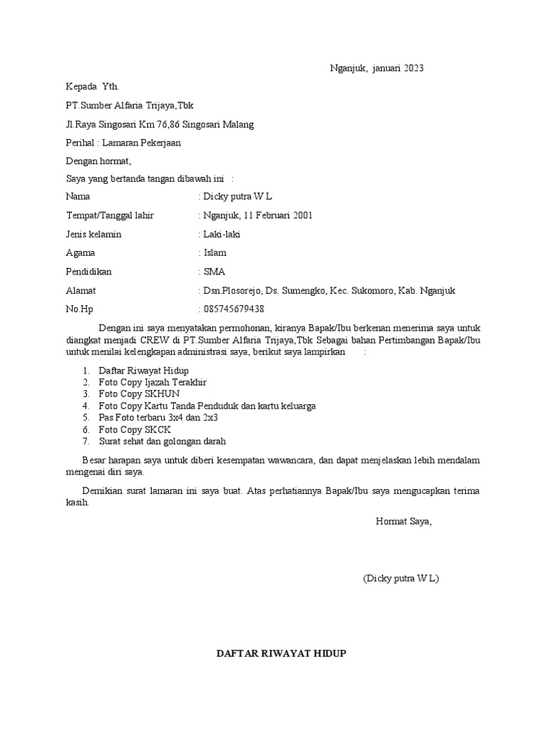 Surat Lamker Alfamart | PDF