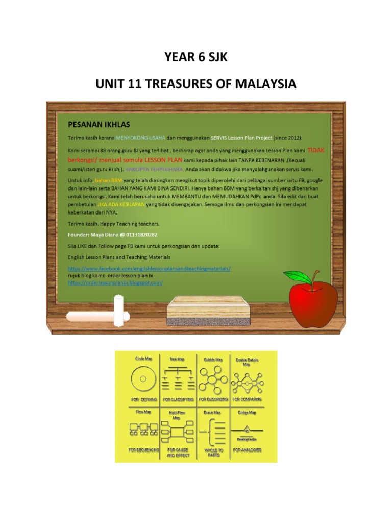 Y6 SJK UNIT 11 TREASURES OF MALAYSIA | PDF | Vocabulary | Lesson Plan