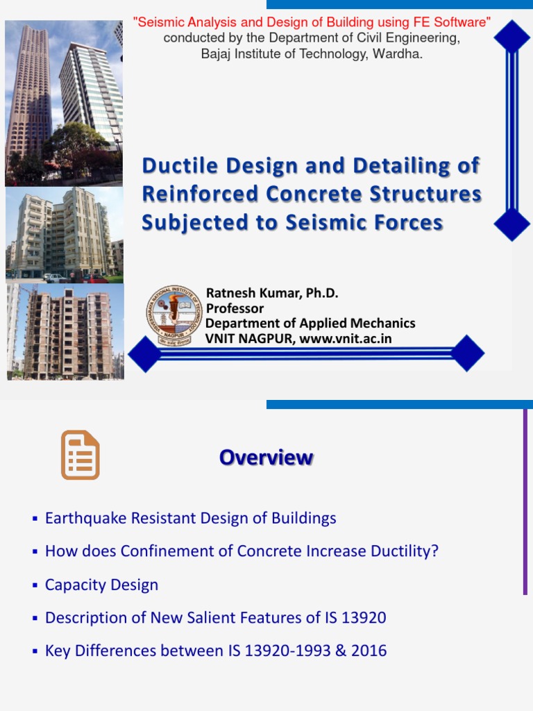 Seismic Design and Ductile Detailing - BIT Wardha | PDF | Beam ...
