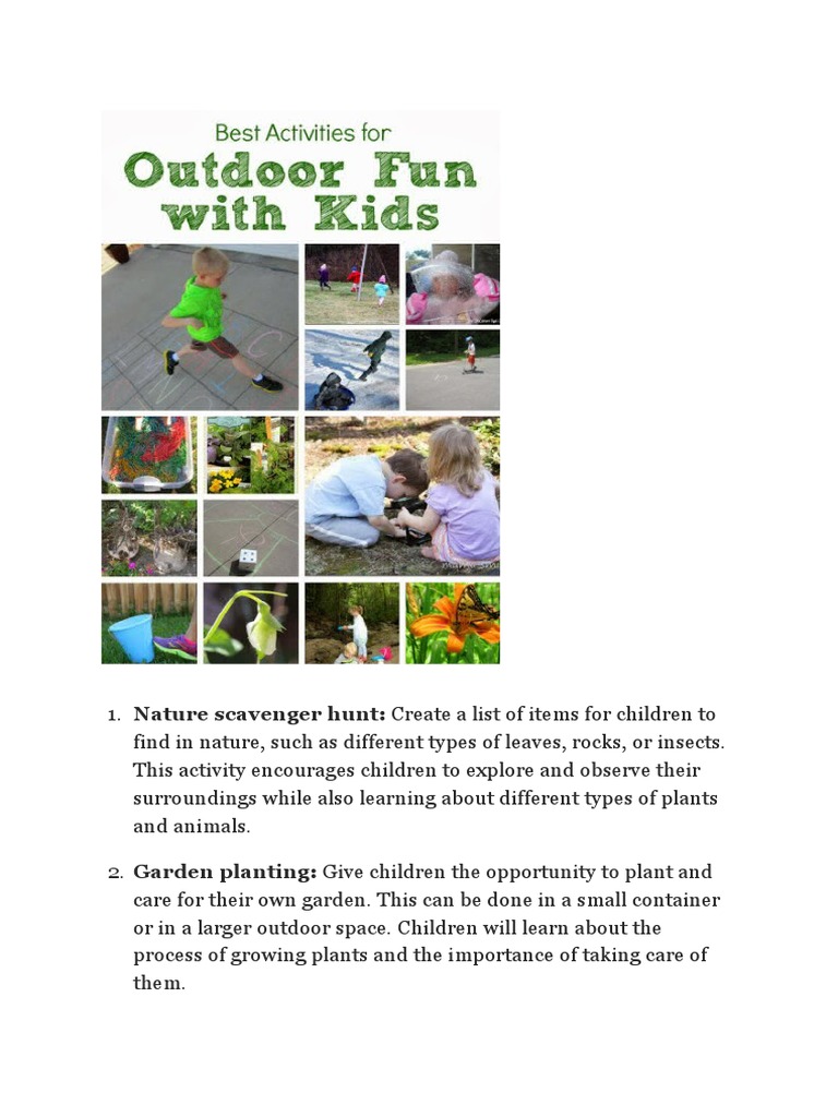 Top 5 Outdoor Learning Activities For Kids! | PDF