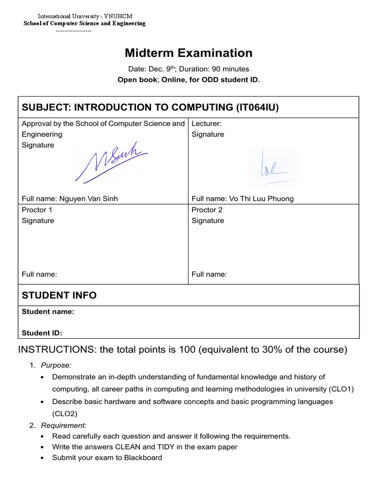 MidtermExam Intro I | PDF | Computer Program | Programming