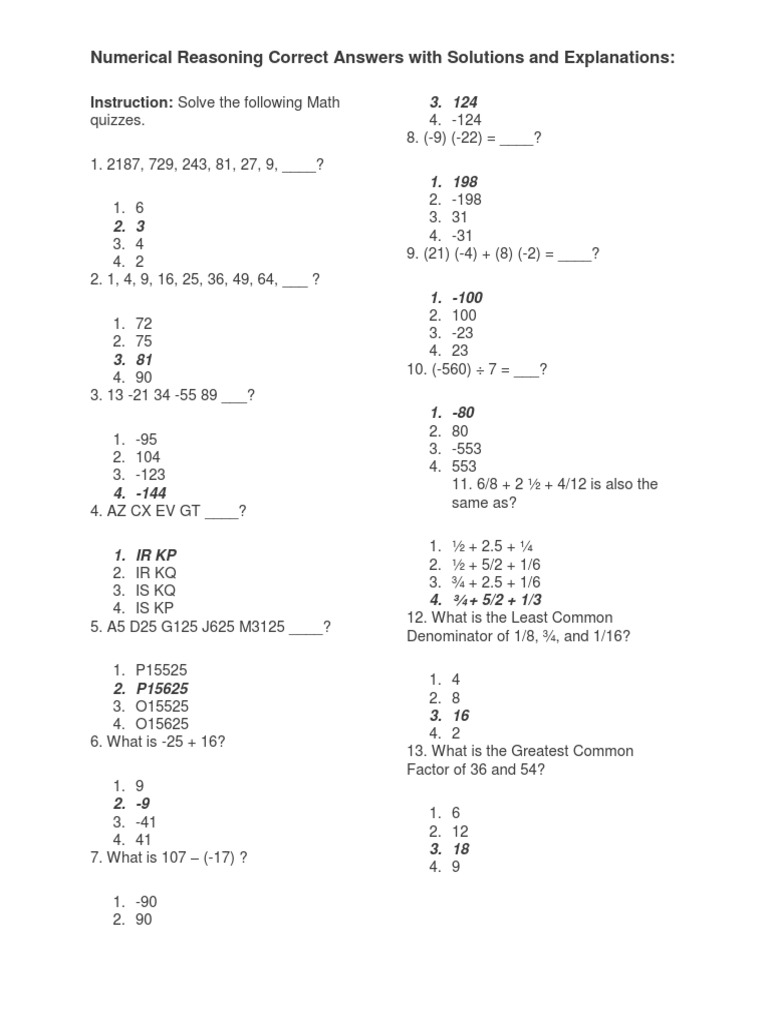 Numerical Reasoning | PDF | Odds | Division (Mathematics)