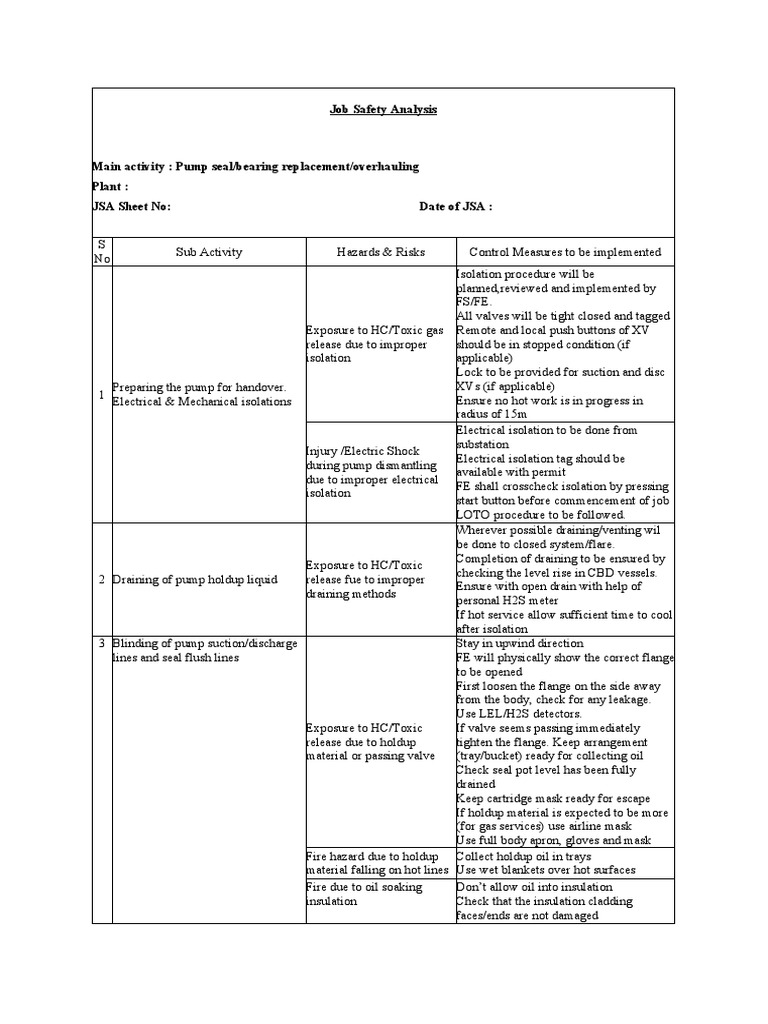 Jsa Bearing Replacement-Overhauling | PDF | Pump | Personal Protective ...