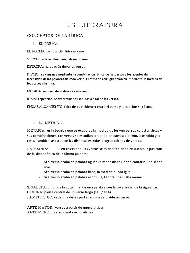 Conceptos de Poesía | PDF | Metro (poesía) | Poesía
