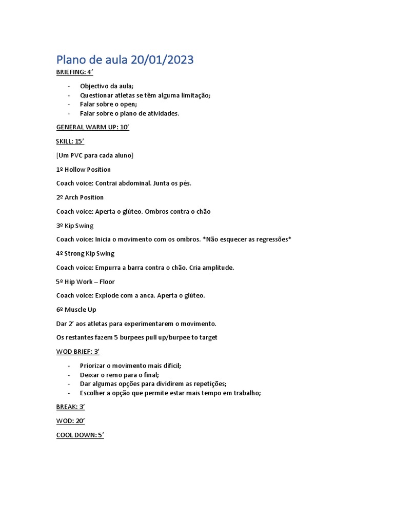 Plano de Aula 20 | PDF