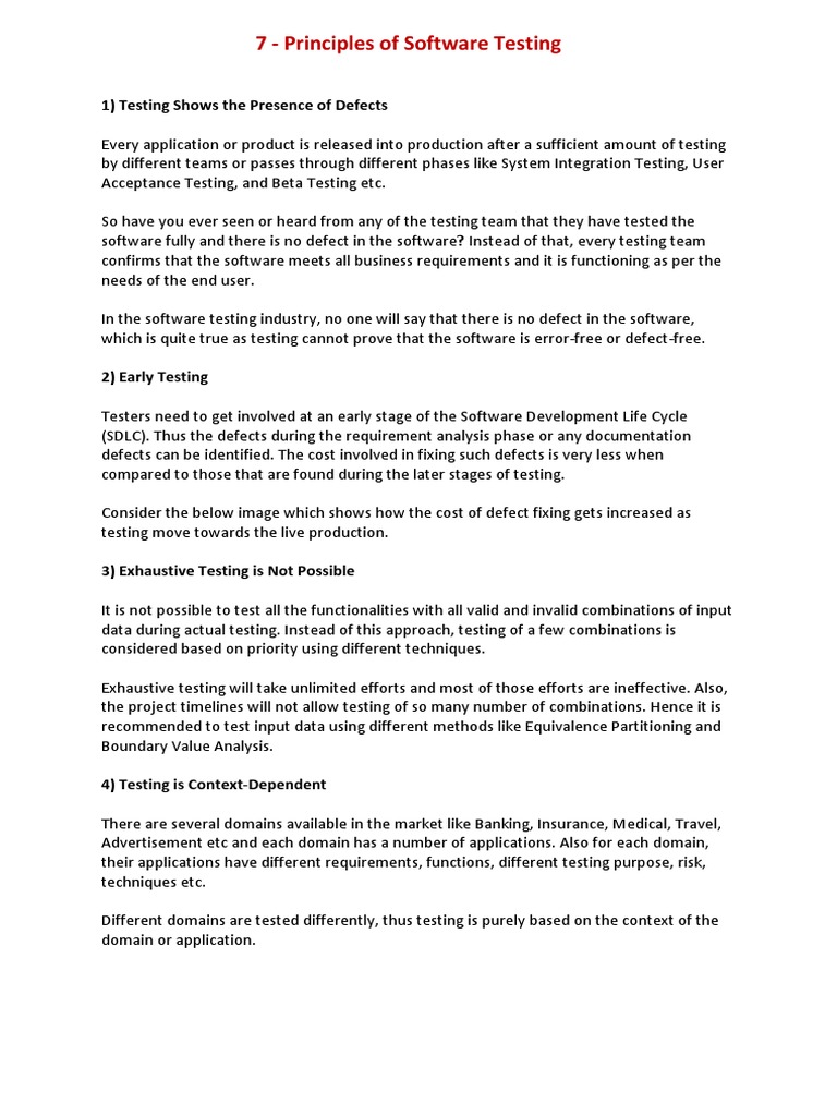 7 Principles of Software Testing | PDF | Software Testing | Software