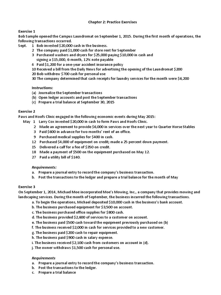 Chapter 2 Practice Exercises | PDF | Debits And Credits | Trade