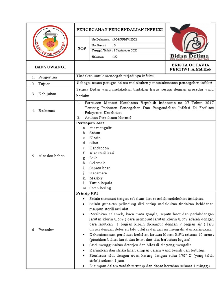 Sop Pencegahan Pengendalian Infeksi Revisi | PDF