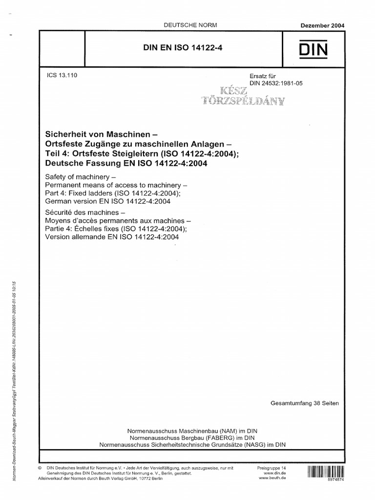 Din en 14122-4 - 2004 | PDF