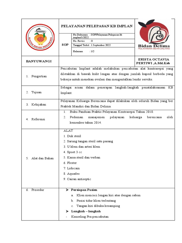 Sop Pelepasan Implant | PDF