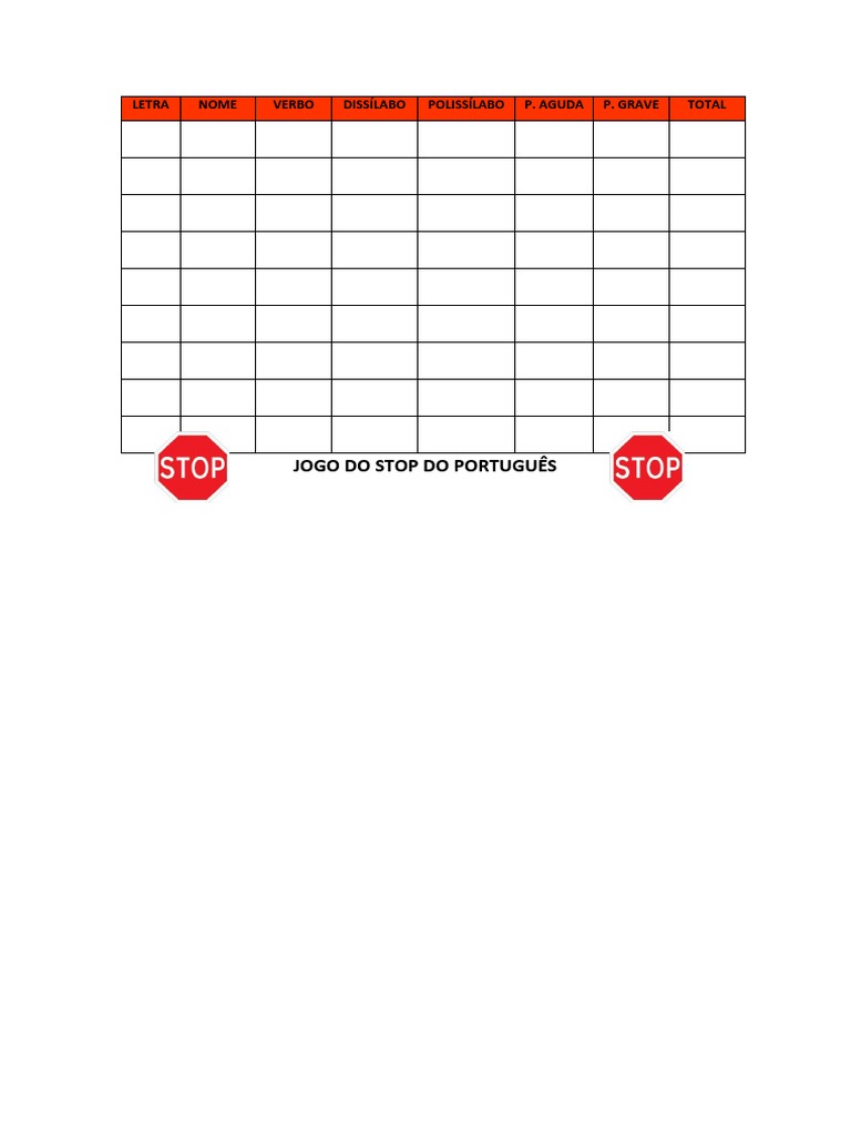 Jogo Do STOP | PDF