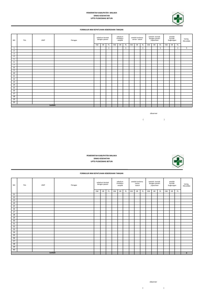 Form Inm Kepatuhan Kebersihan Tangan PDF