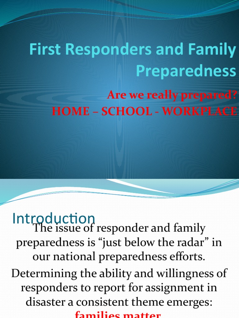 First Responders and Family Preparedness | PDF | Emergency Management ...