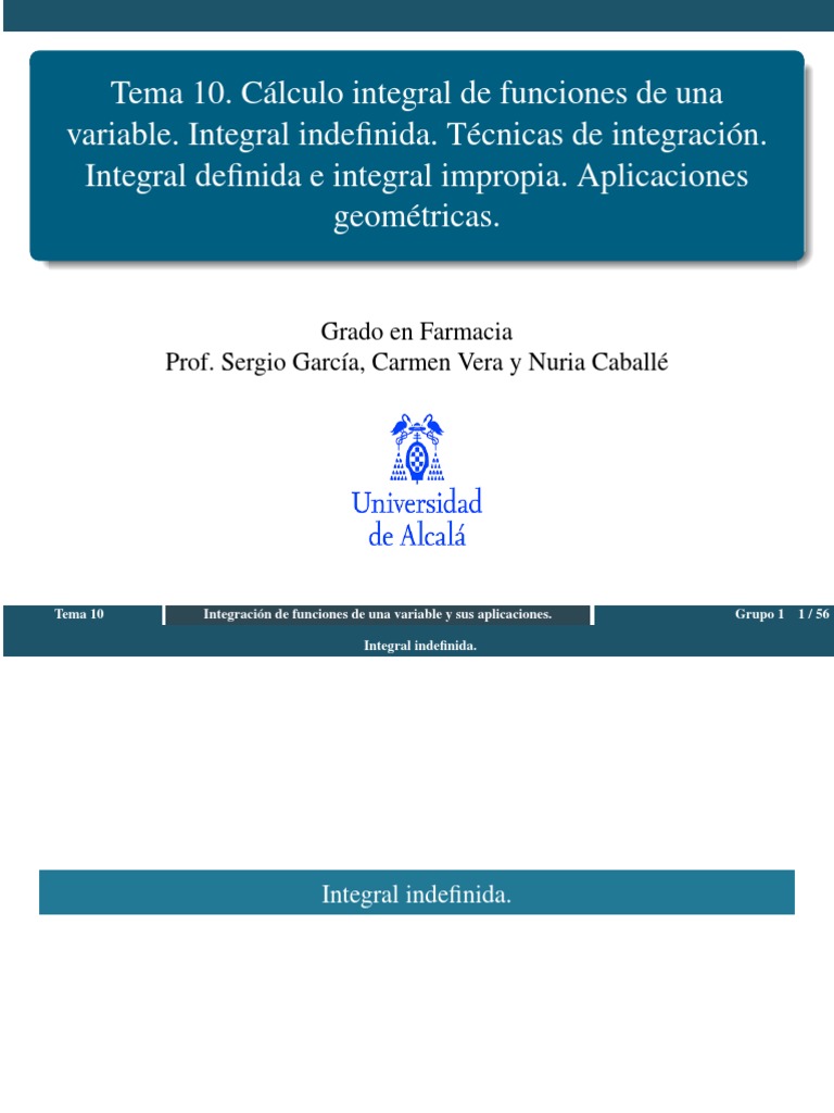 Tema 10 - Integración | PDF | Integral | Matemática Elemental