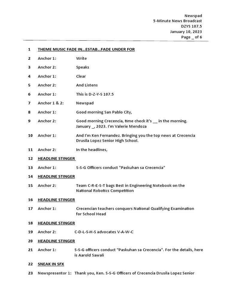 Radiobroad Script | PDF