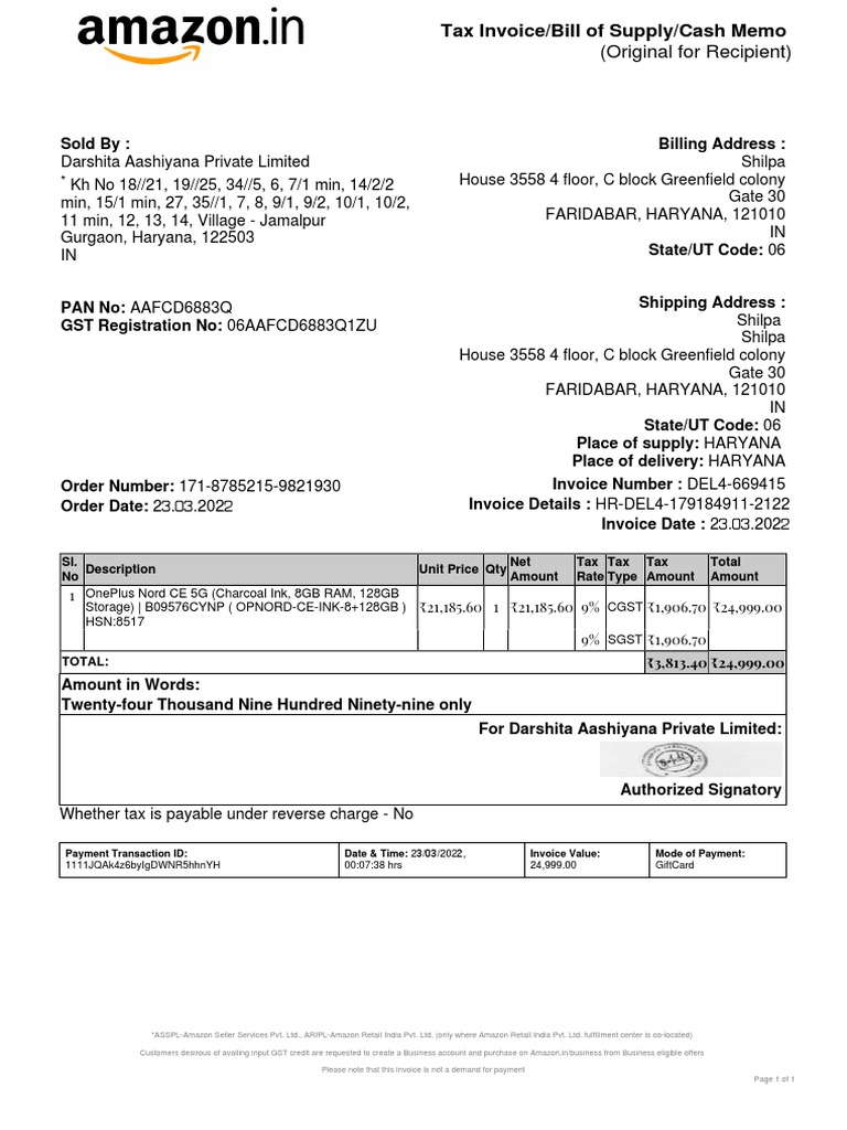 23 March 2022 One Plus | PDF | Invoice | Payments