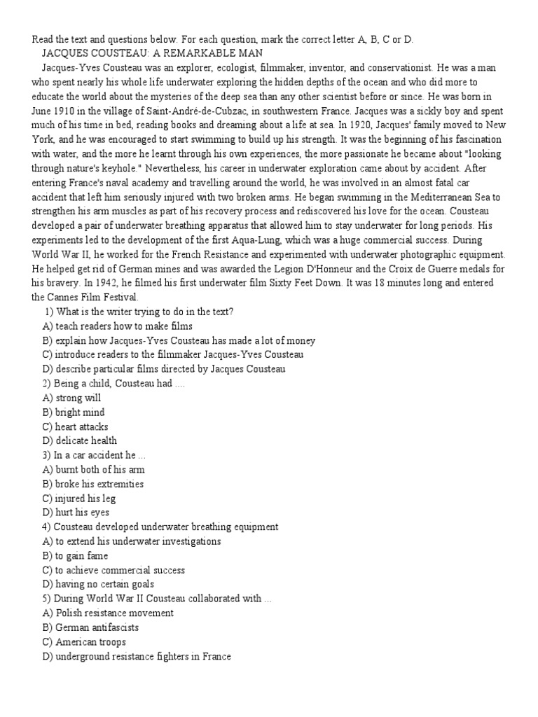 Reading 10A | PDF | Underwater Diving