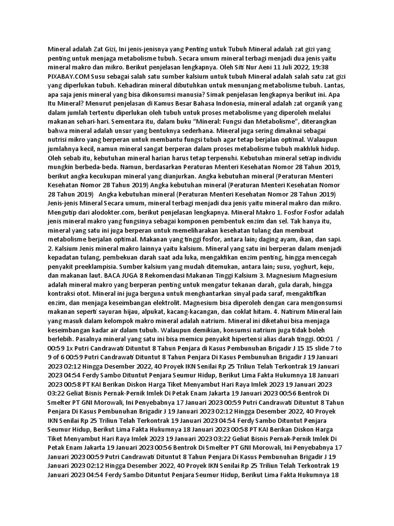 Mineral Adalah Zat Gizi | PDF