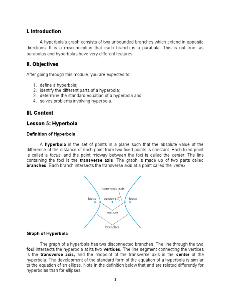 Understanding Hyperbolas: Definition & Graphing | PDF | Ellipse ...