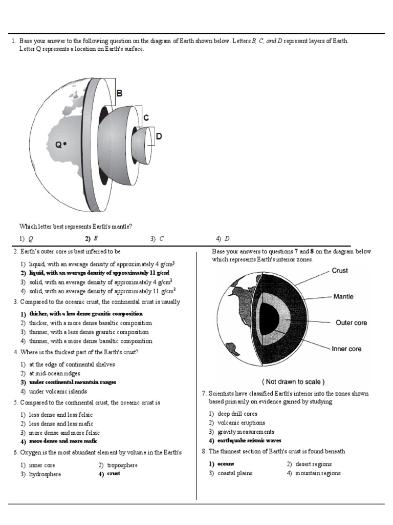 Earths Layers Checkpoint Questions TC | PDF | Atmosphere Of Earth ...