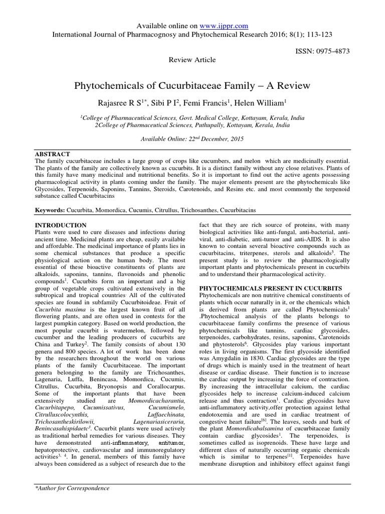 IJPPR, Vol 8, Issue 1, Article 19 | PDF | Antioxidant | Cucurbita