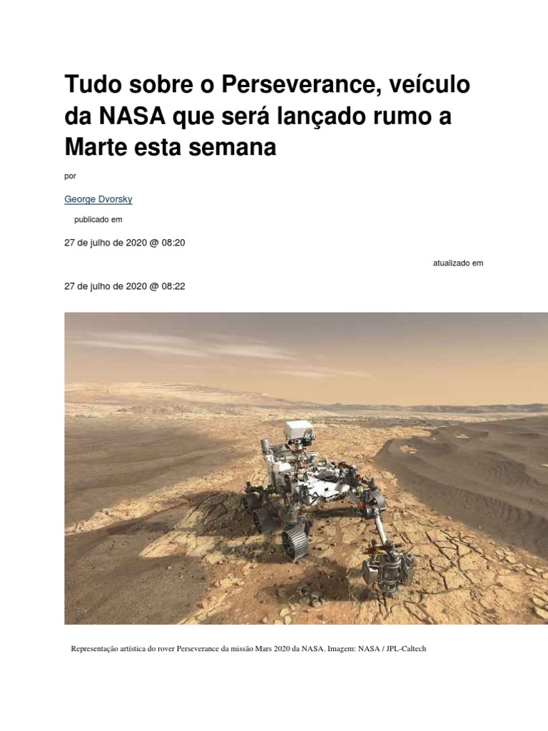 Lançamento do Rover Perseverance para Marte | PDF | Marte | Nasa