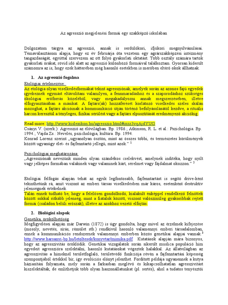 Agresszió | PDF