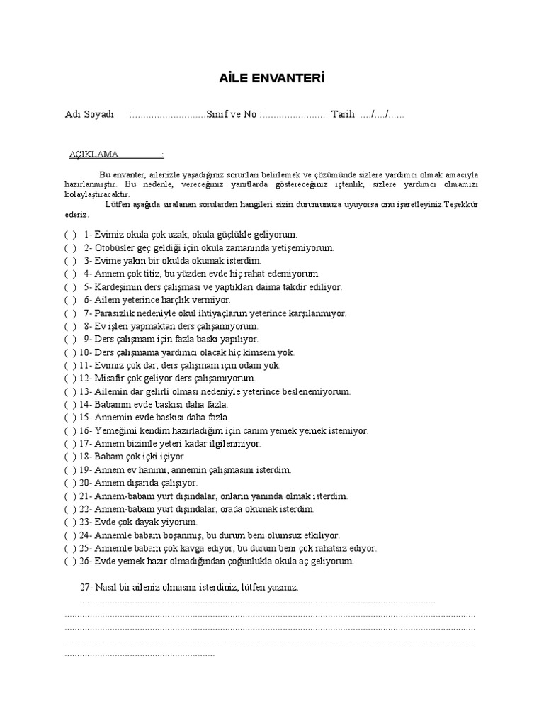 Aile Envanteri | PDF