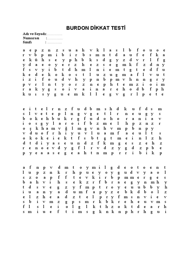 Burdon Dikkat Testi | PDF