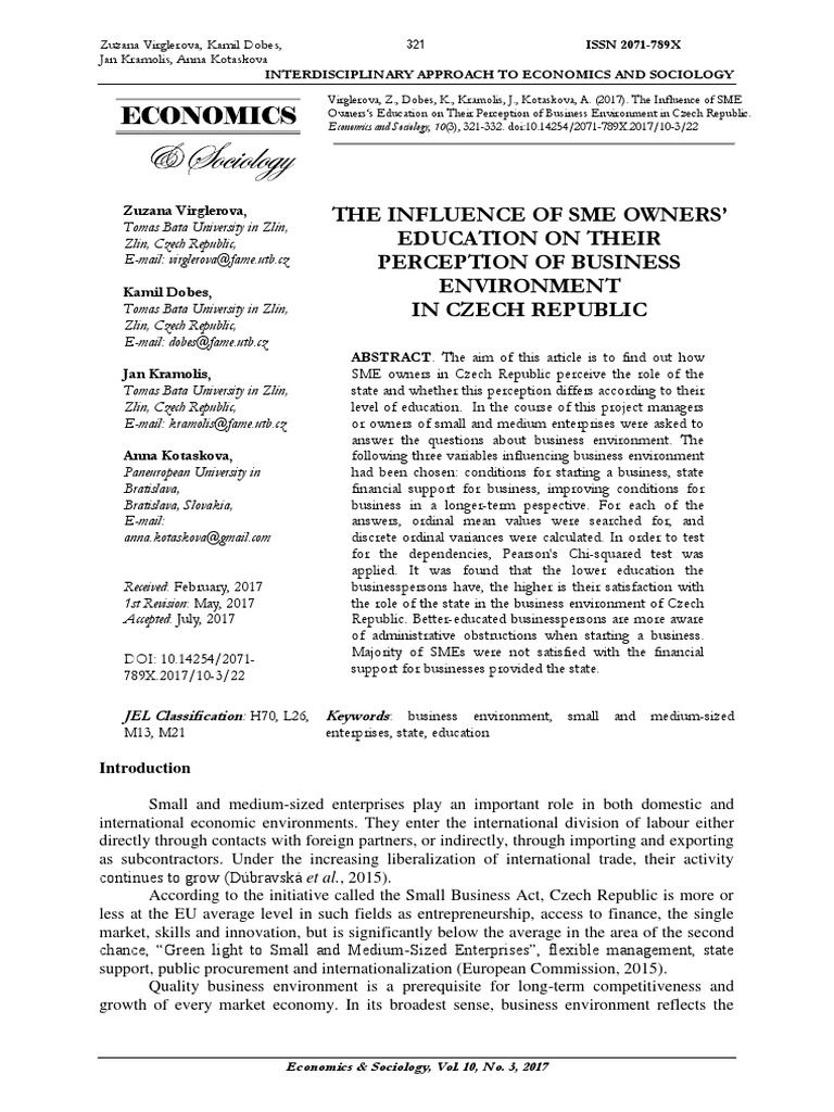 26 22 467 Virglerova Dobes Kramolis Kotaskova | PDF | Small And Medium Sized Enterprises ...