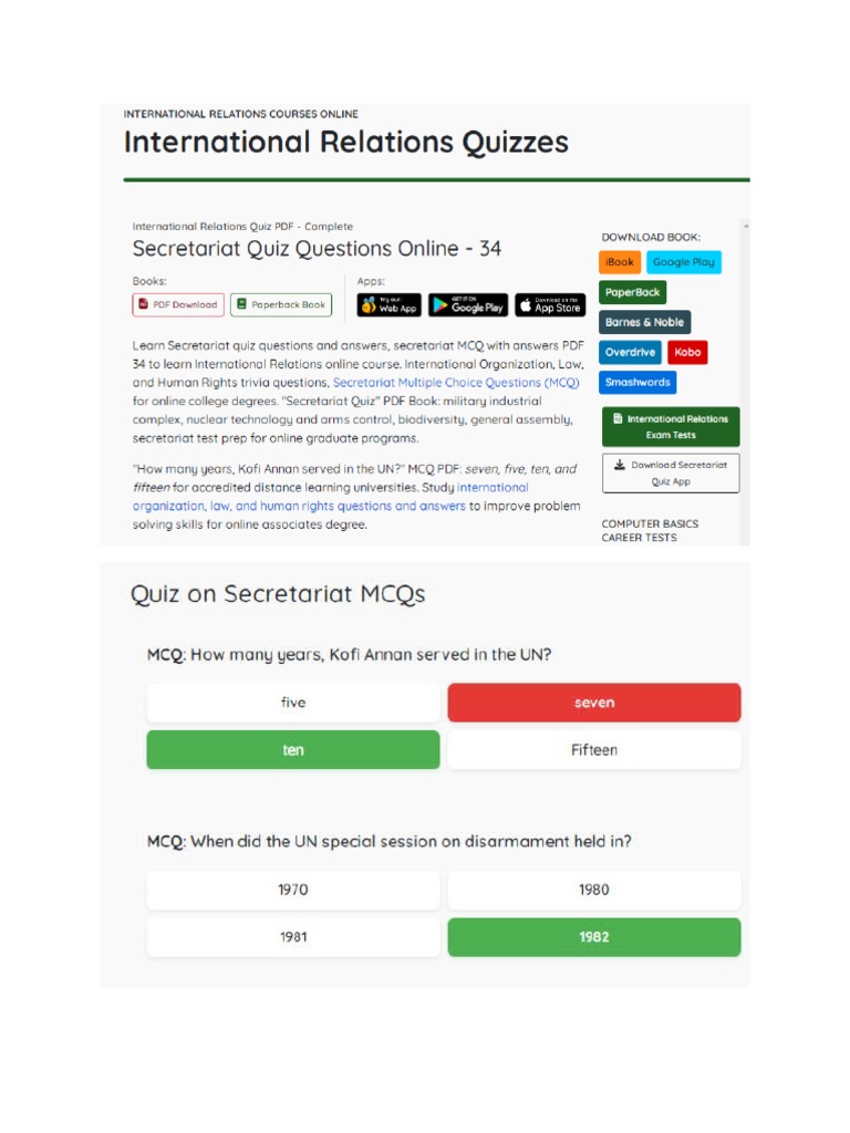 Secretariat MCQ 1 | PDF
