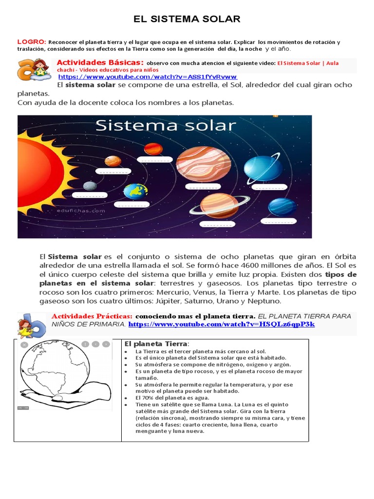 El Sistema Solar | PDF | Sistema solar | Planetas