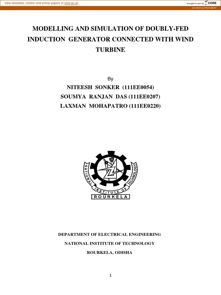 Modelling and simulation of DFIG based wind turbine | PDF | Control ...
