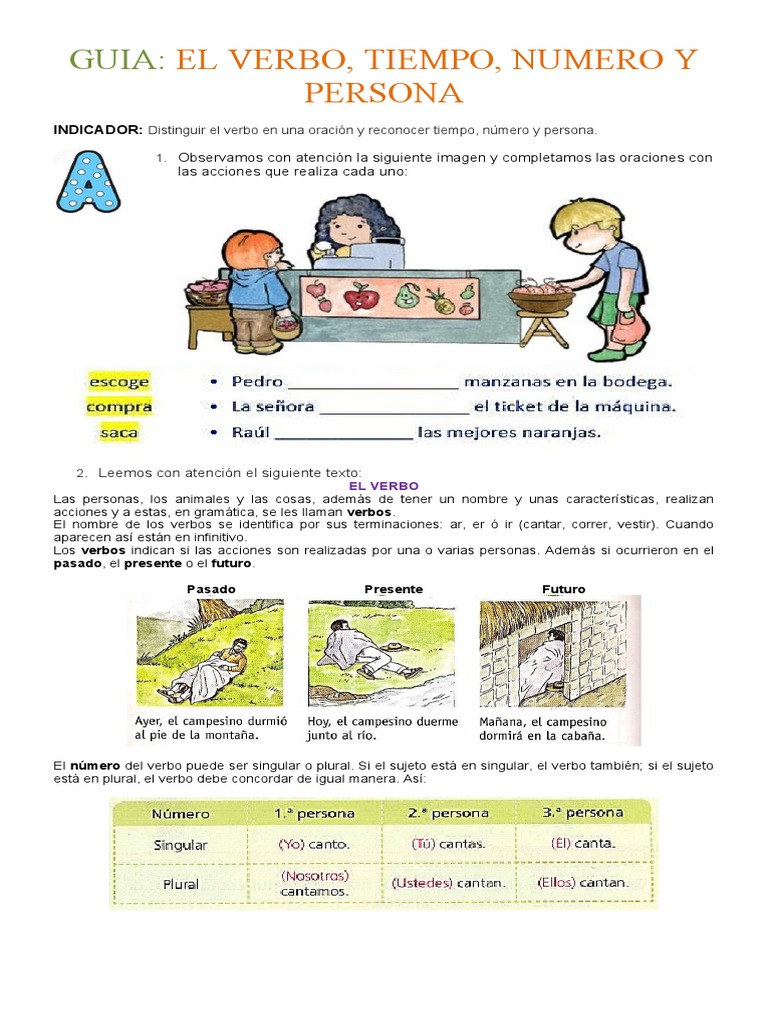 El Verbo, Tiempo, Numero y Persona | PDF | Verbo | Plural