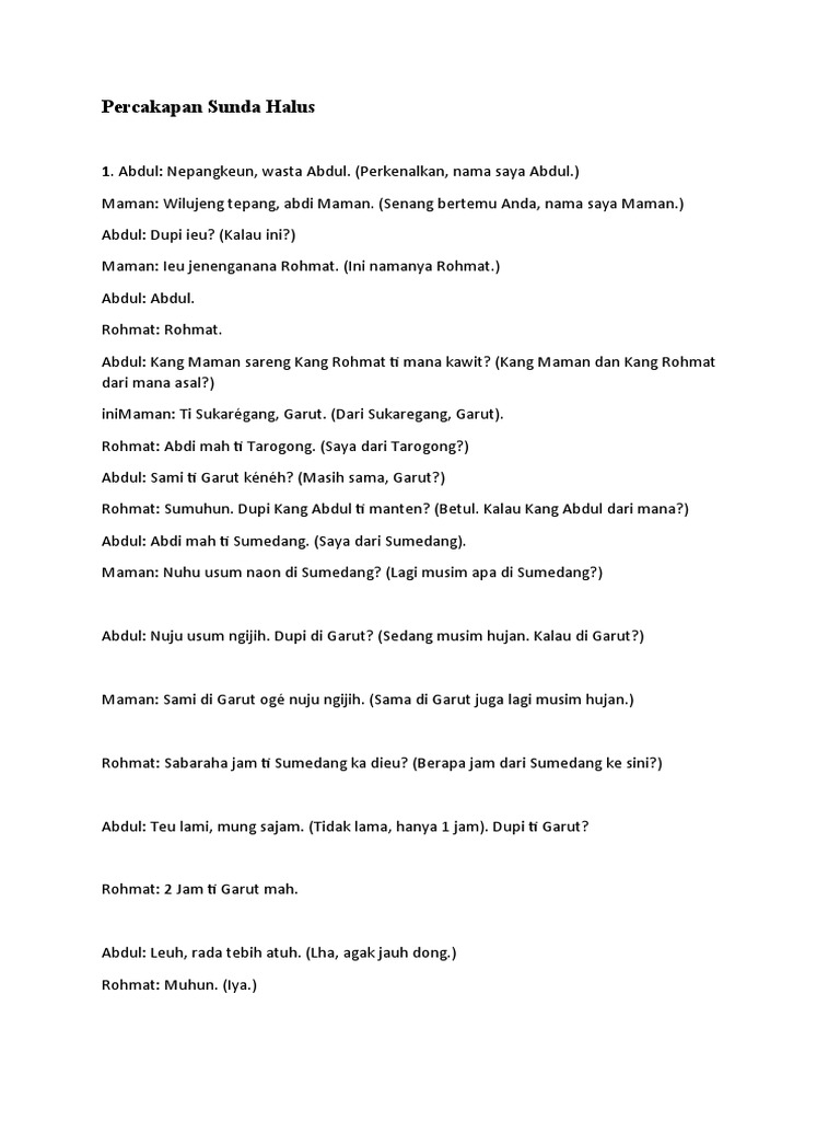 Dialog Bahasa Sunda | PDF