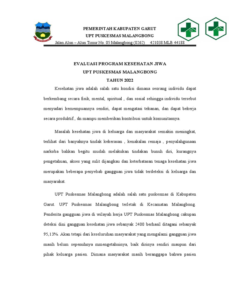 Evaluasi Program Kesehatan Jiwa | PDF | Pengembangan Diri | Kesehatan Holistik