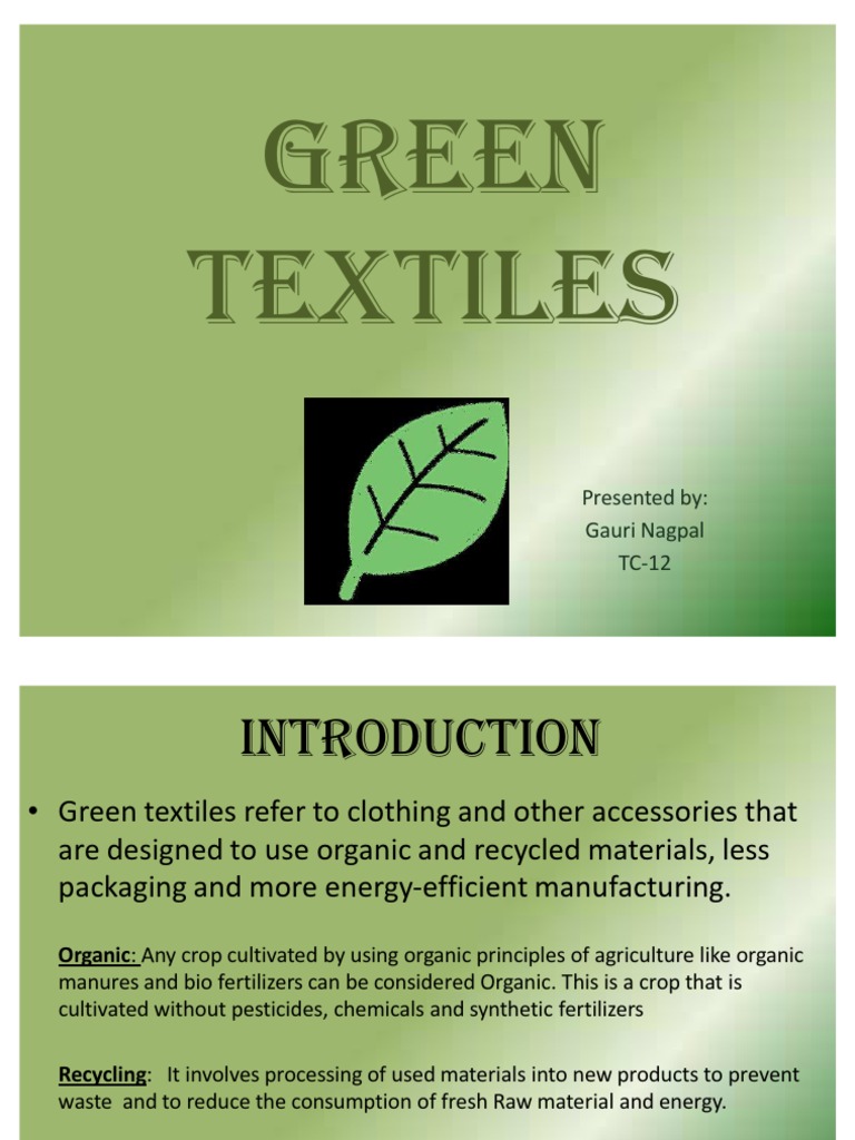 Green Textiles | PDF | Cotton | Recycling