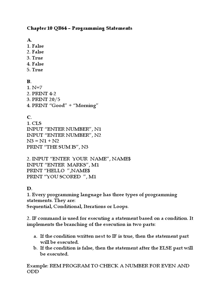QB64 - Programming Statements Class VI | PDF | Computers