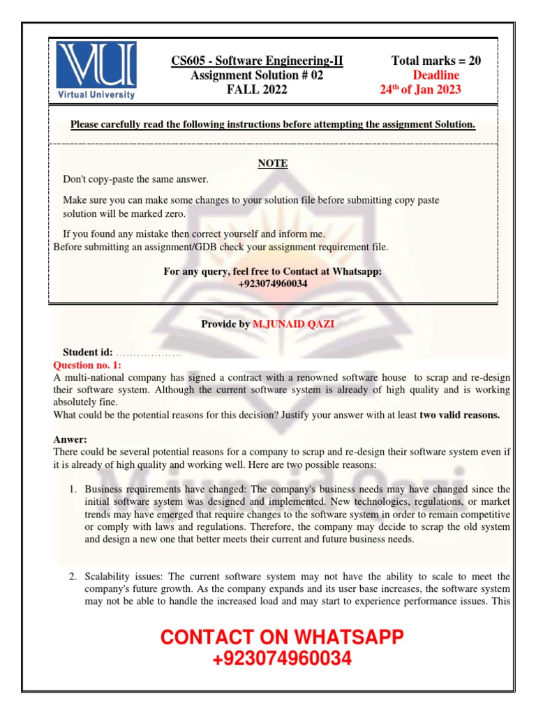 CS605 Assignment 2 Solution by M.junaid Qazi-1 | PDF | Scalability | Computer Engineering