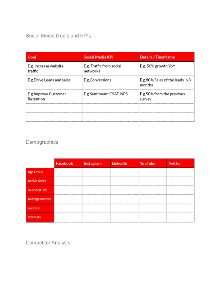 Social Media Strategy Template | PDF | Popular Culture & Media Studies | Social Media